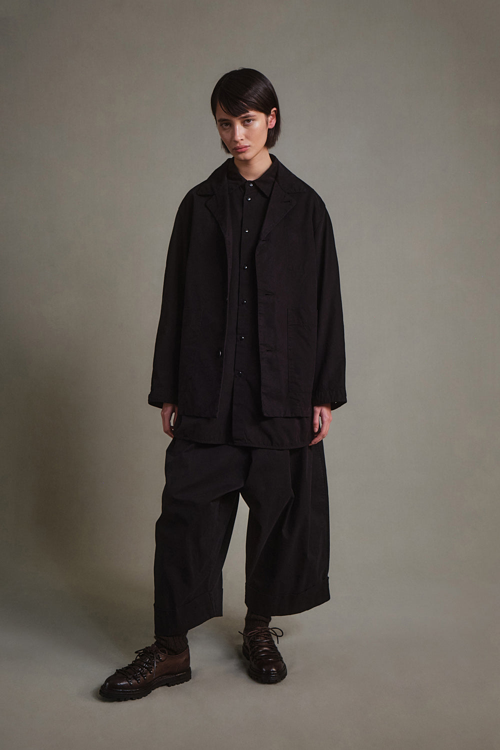 Oversized Workwear Unisex Mechanic Jacket - Cotton Canvas Black